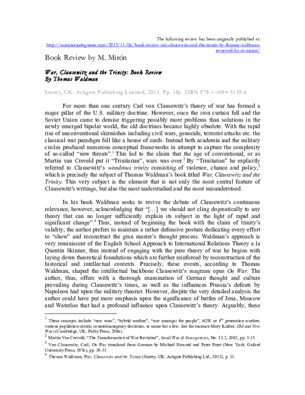 (PDF) Book Review: War, Clausewitz and the Trinity