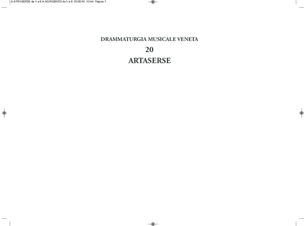 Drammaturgia Musicale Veneta 20 Artaserse