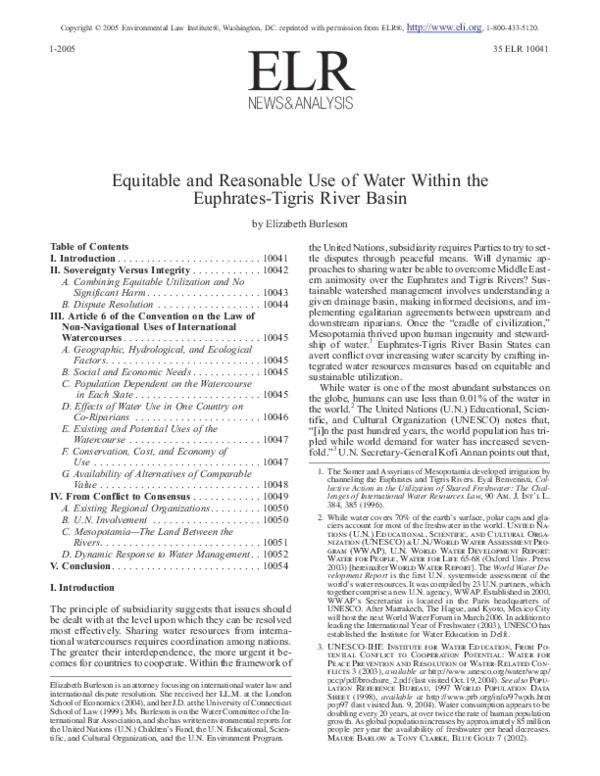 (PDF) Equitable and Reasonable Use of Water Within the Euphrates-Tigris ...