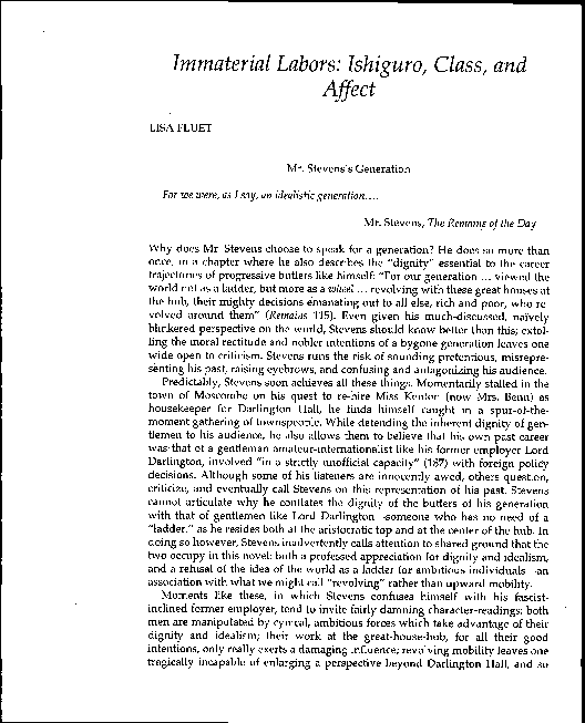 (PDF) Immaterial Labors: Ishiguro, Class, and Affect