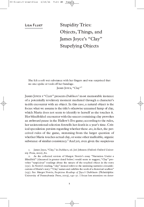 (PDF) Stupidity Tries: Objects, Things, and James Joyce’s “Clay"