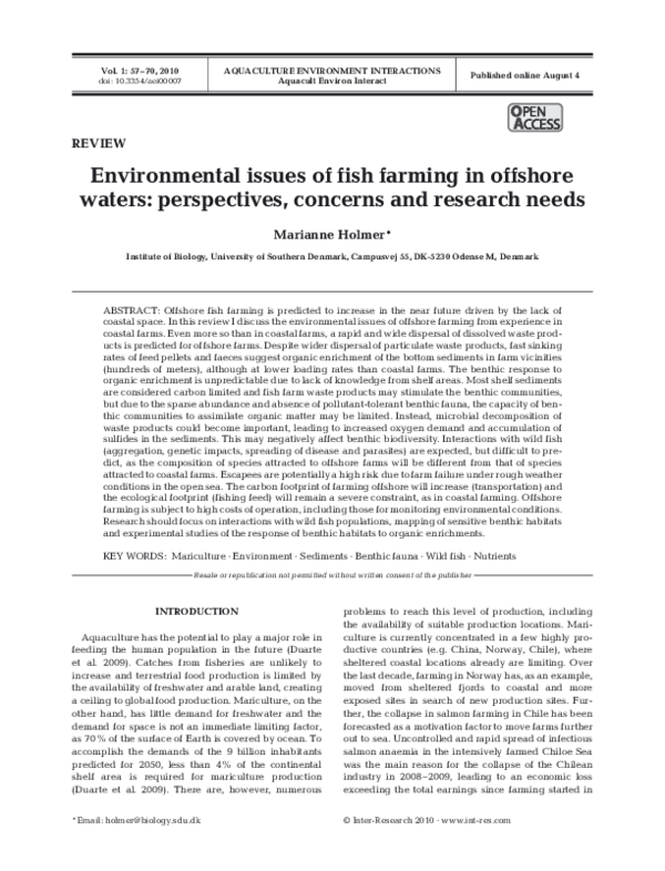 (PDF) Environmental issues of fish farming in offshore