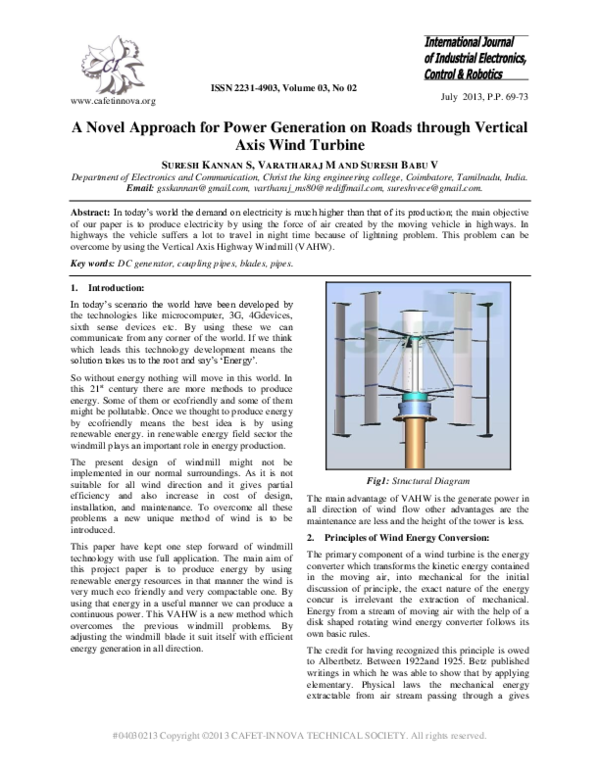 (PDF) A Novel Approach for Power Generation on Roads through Vertical ...