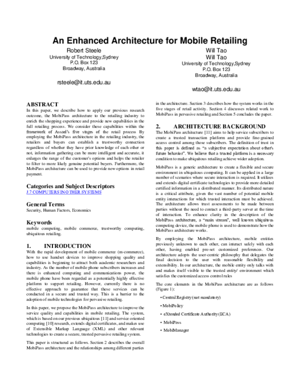 (PDF) An Enhanced Architecture for Mobile Retailing