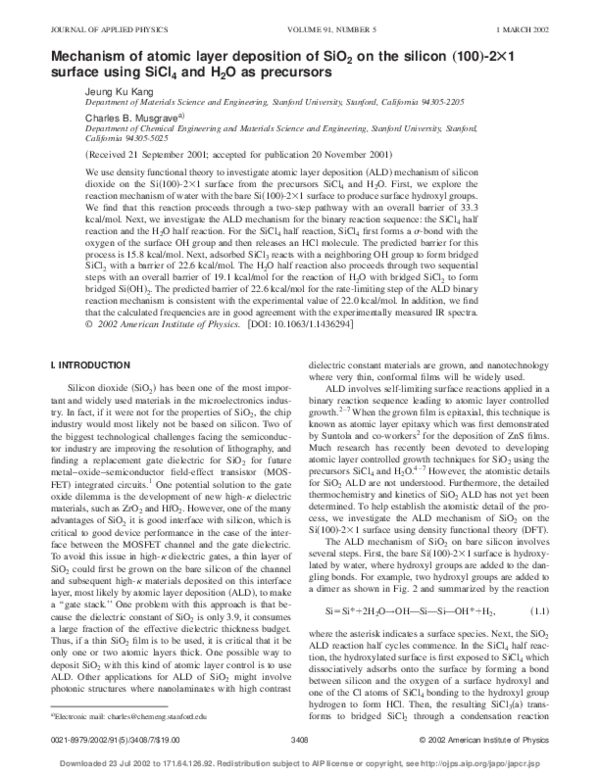(PDF) Atomic Layer Deposition (ALD) of SiO2