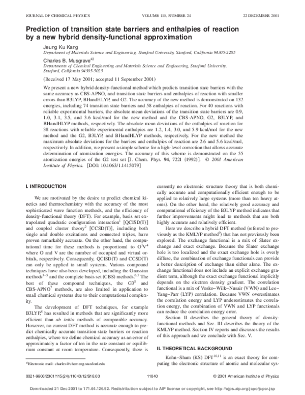 (PDF) The KMLYP Density Functional Theory Method