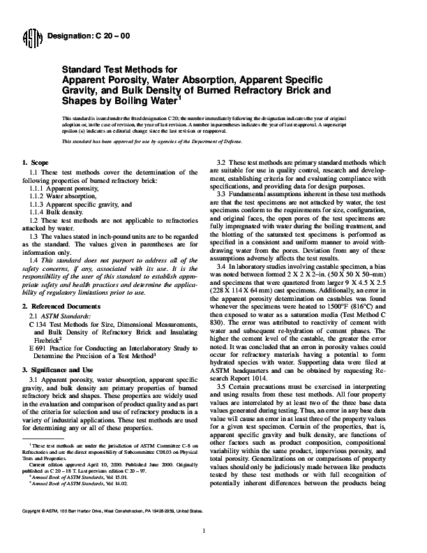 (PDF) Standard Test Methods for Apparent Porosity, Water Absorption ...