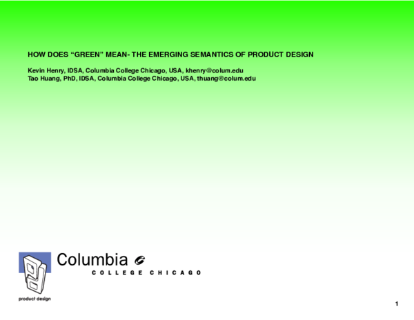 (PDF) How Does Green Mean: The Emerging Semantics of Product Design