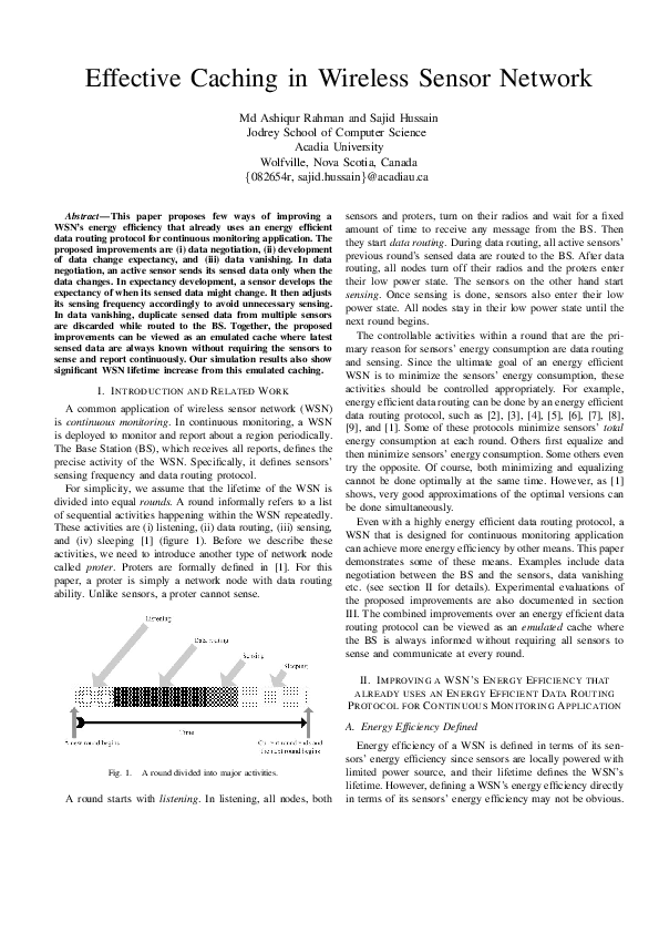 Pdf Effective Caching In Wireless Sensor Network Sajid Hussain