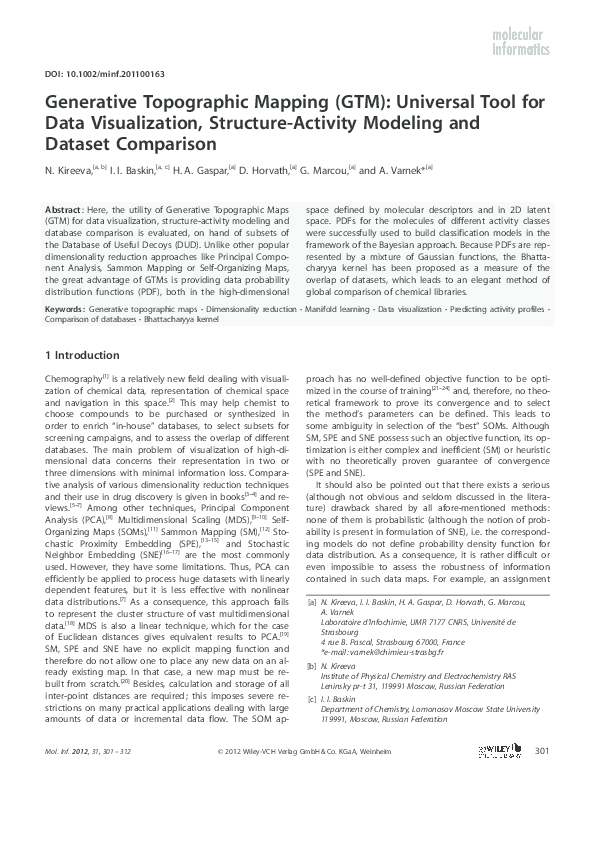 (PDF) Generative Topographic Mapping (GTM): Universal Tool for Data Visualization, Structure ...