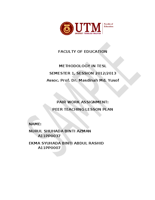 (DOC) Daily Lesson Plan (Peer Teaching)