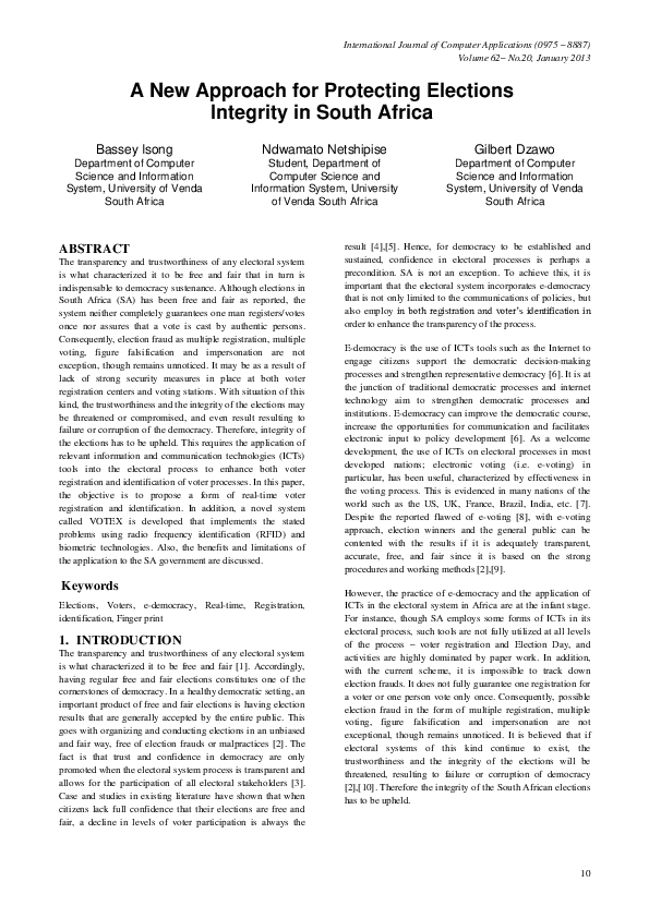 (PDF) A New Approach for Protecting Elections Integrity in South Africa