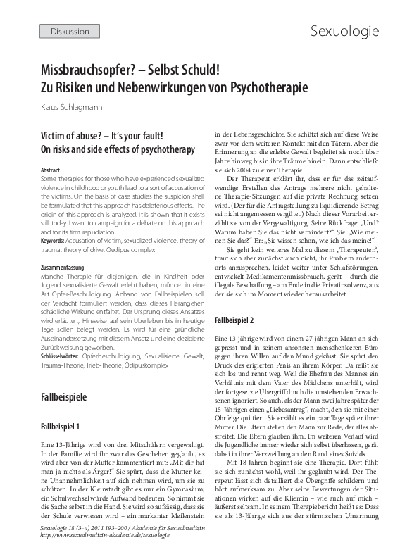 (PDF) Victim of abuse? – It's your fault! On risks and side effects of ...