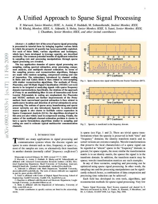 Pdf A Unified Approach To Sparse Signal Processing