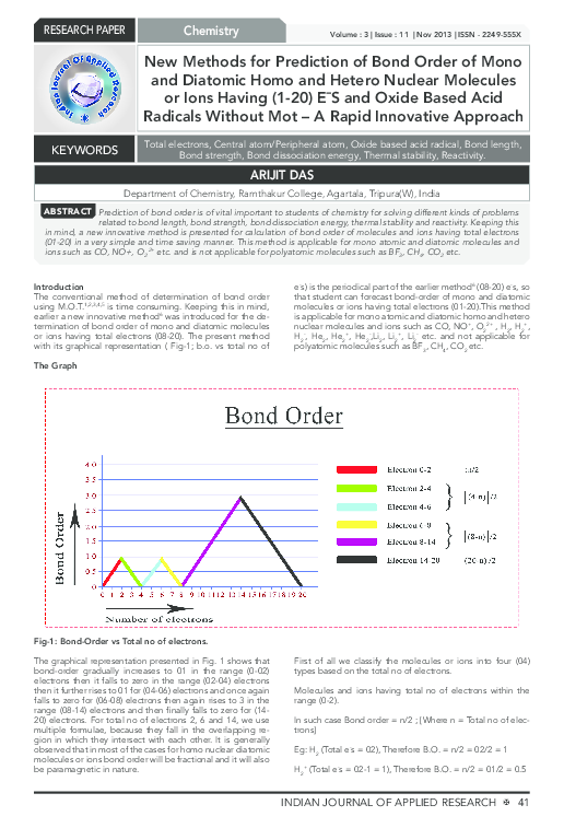 (PDF) New Methods for Prediction of Bond Order of Mono and Diatomic ...