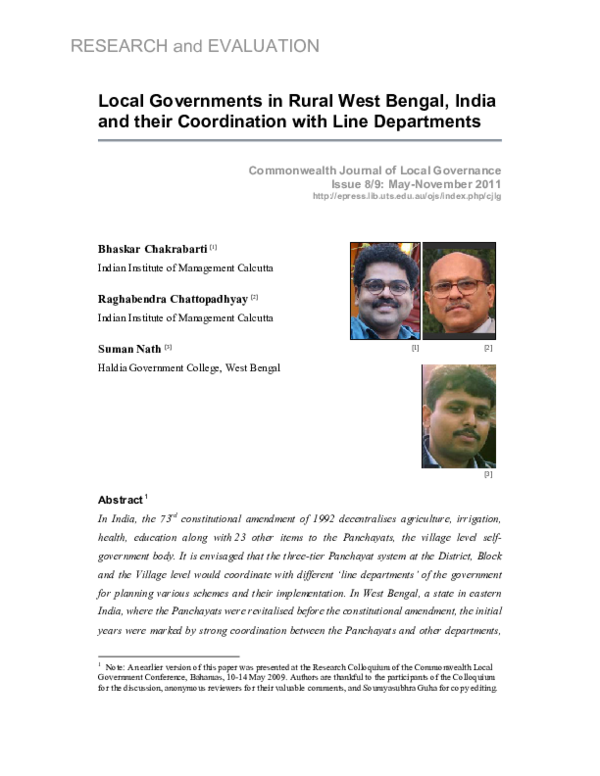 (PDF) Local Governments in Rural West Bengal, India and their ...