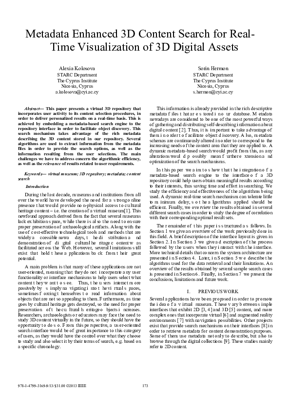 (PDF) Metadata Enhanced 3D Content Search for Real- Time Visualization ...
