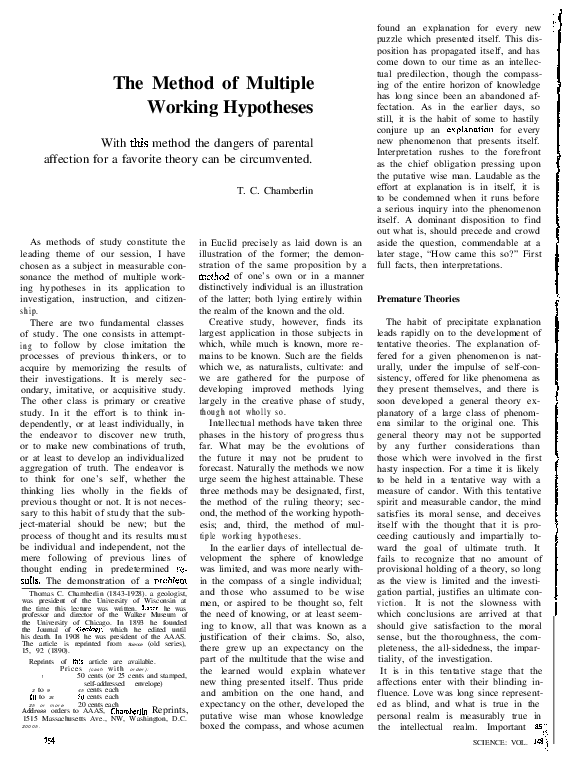(PDF) The Method of Multiple Working Hypotheses