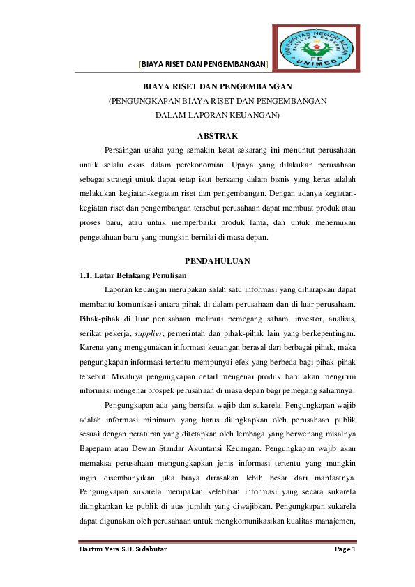 (DOC) BIAYA RISET DAN PENGEMBANGAN (PENGUNGKAPAN BIAYA RISET DAN PENGEMBANGAN DALAM LAPORAN ...
