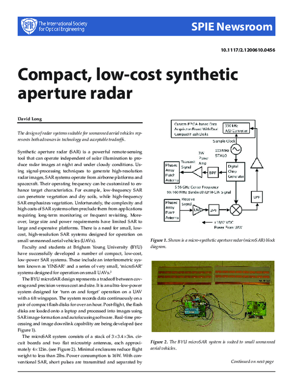 (PDF) Compact, low-cost synthetic aperture radar
