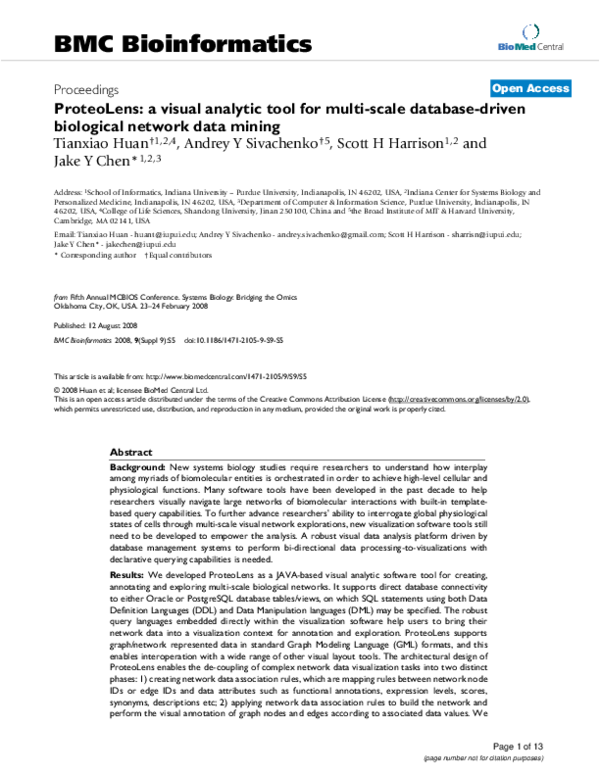 (PDF) ProteoLens: a visual analytic tool for multi-scale database ...
