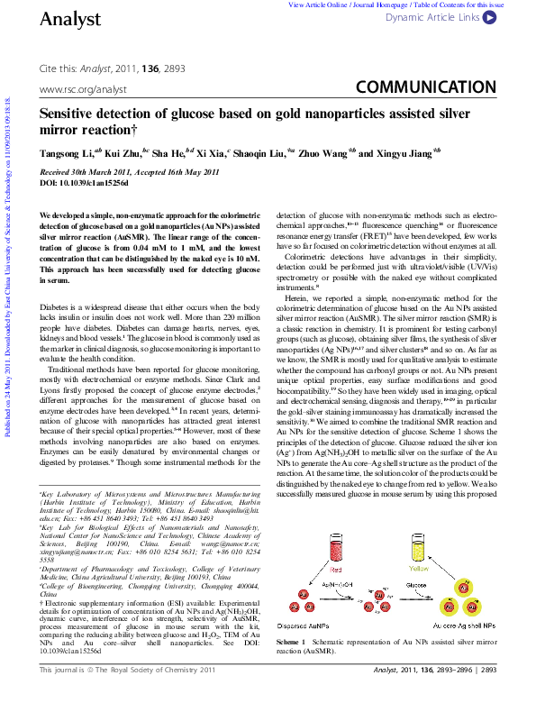 (PDF) Sensitive detection of glucose based on gold nanoparticles ...