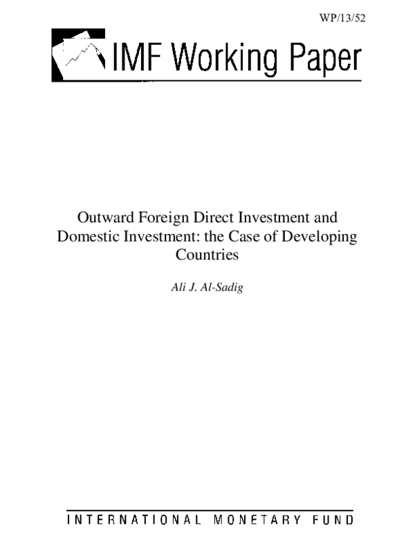 (PDF) Outward Foreign Direct Investment and Domestic Investment: the ...