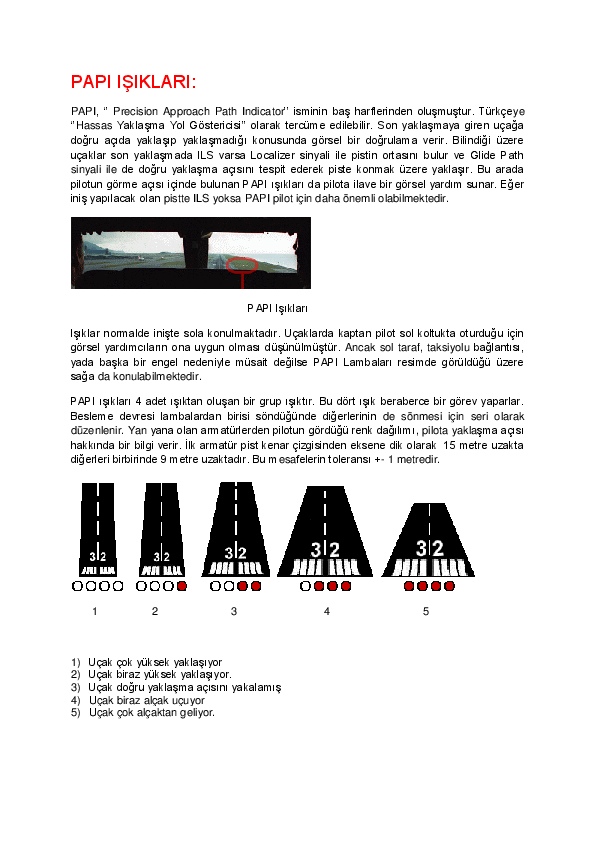(DOC) PAPI IŞIKLARI: PAPI, '' Precision Approach Path Indicator''