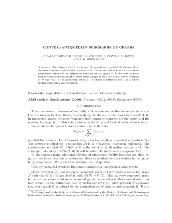 Pdf Convex Anti Median Subgraphs Of Graphs