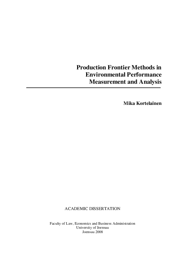 (PDF) Production frontier methods in environmental performance ...