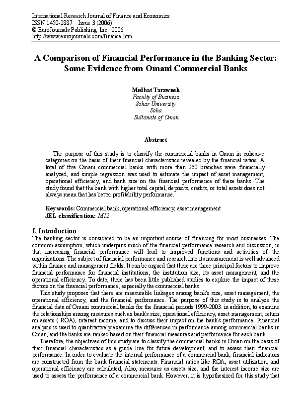 (PDF) A Comparison of Financial Performance in the Banking Sector: Some ...