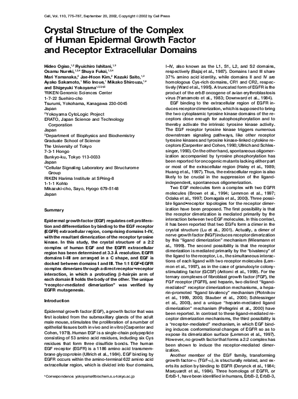 (PDF) Crystal Structure of the Complex of Human Epidermal Growth Factor and Receptor ...