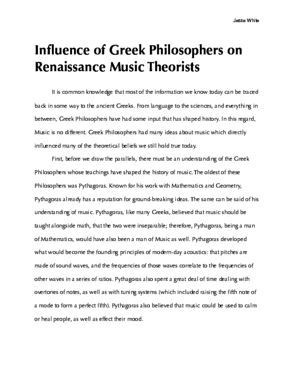 (PDF) Influence of Greek Philosophers on Renaissance Music Theorists
