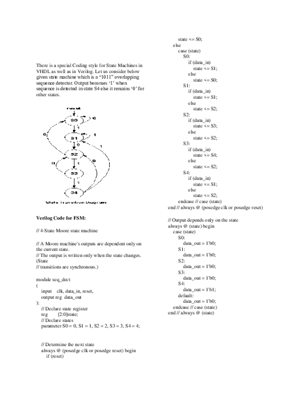 Doc There Is A Special Coding Style For State Machines In Vhdl As Well As In Verilog