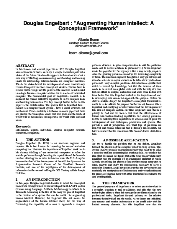 (PDF) Douglas Engelbart : “Augmenting Human Intellect: A Conceptual ...