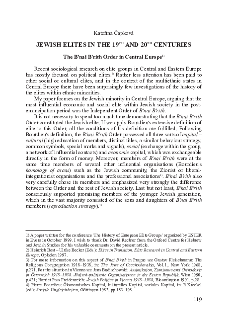 (PDF) Jewish Elites in the 19th and 20th Centuries. The B’nai B’rith ...