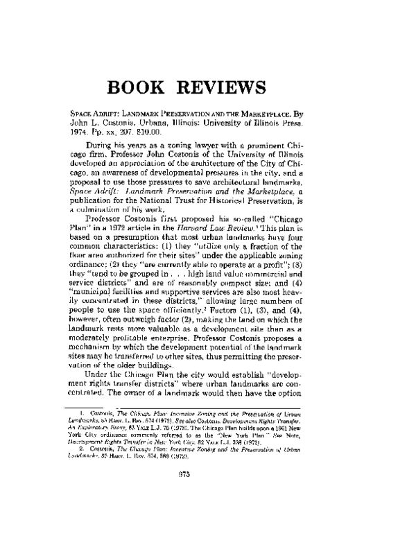 (PDF) Book Review, Space Adrift: Landmark Preservation and the Marketplace