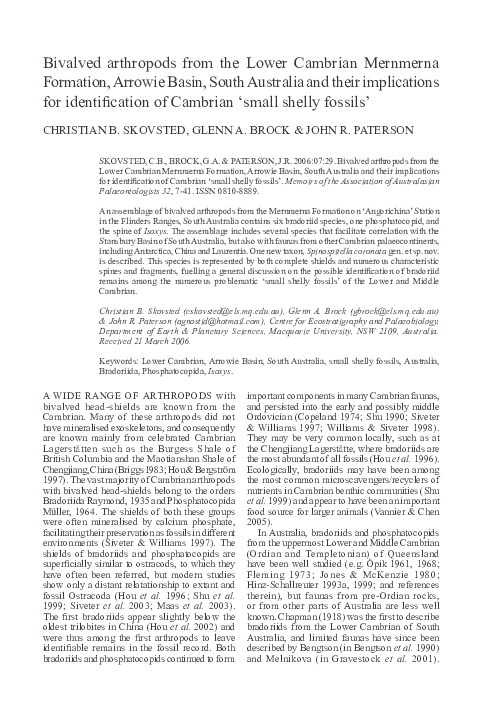 (PDF) Oikozetetes From the Early Cambrian of South Australia ...