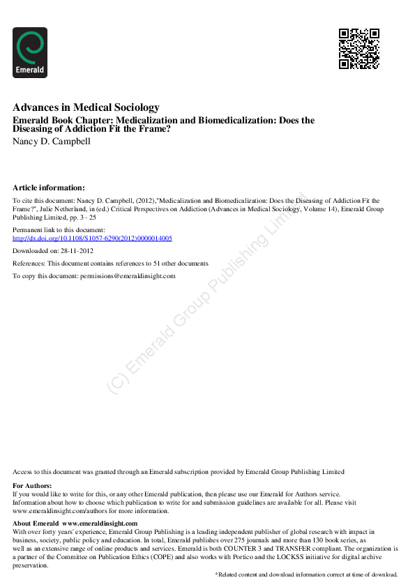 (PDF) Advances in Medical Sociology Emerald Book Chapter ...