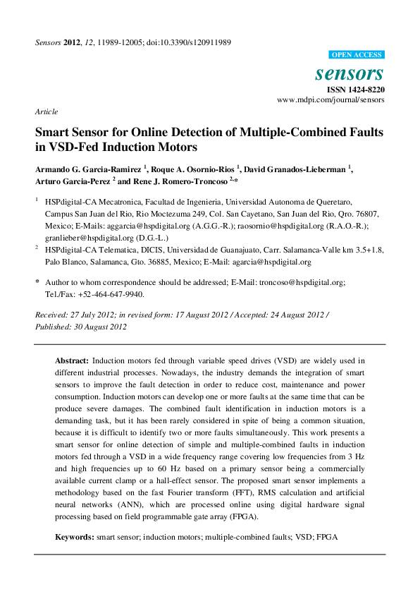 (PDF) Smart Sensor for Online Detection of Multiple-Combined Faults in VSD-Fed Induction Motors