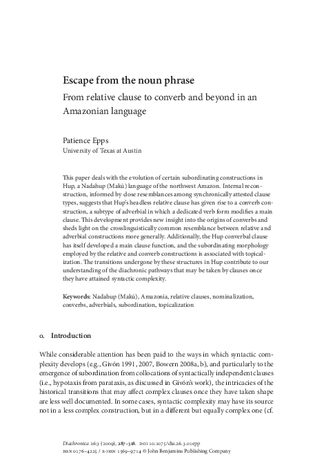 (PDF) Escape from the noun phrase From relative clause to converb and ...