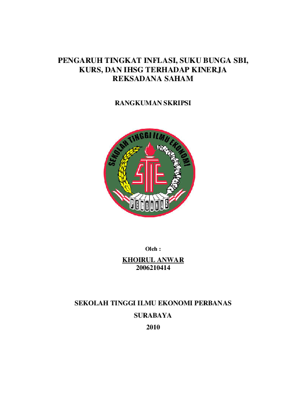 PENGARUH TINGKAT INFLASI, SUKU BUNGA SBI, KURS, DAN IHSG TERHADAP ...