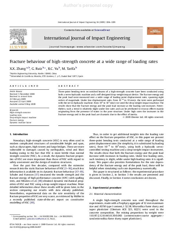 (PDF) Fracture behaviour of high-strength concrete at a wide range of ...