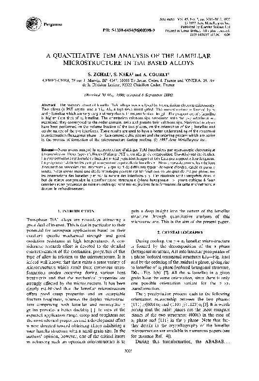 (PDF) A QUANTITATIVE TEM ANALYSIS OF THE LAMELLAR MICROSTRUCTURE IN ...