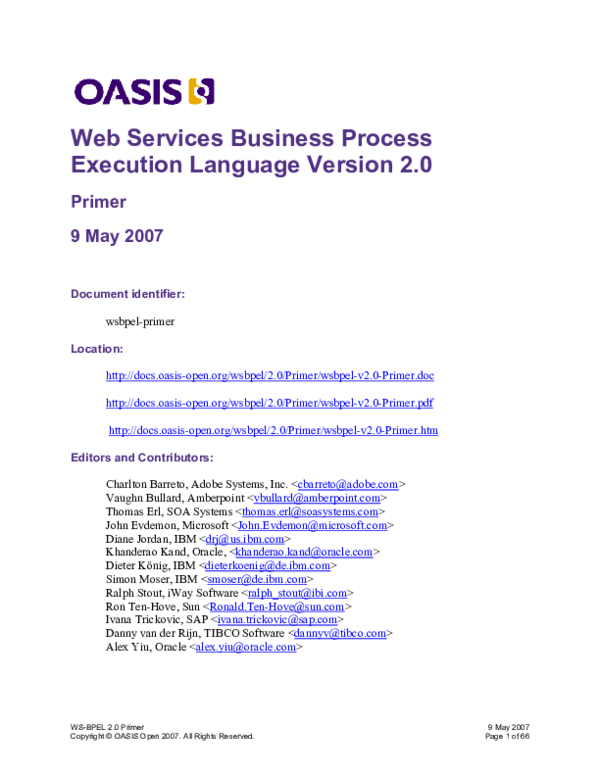 (PDF) Web Services Business Process Execution Language Version 2.0