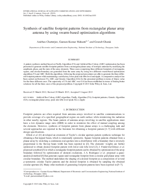 (PDF) Synthesis of satellite footprint patterns from rectangular planar ...