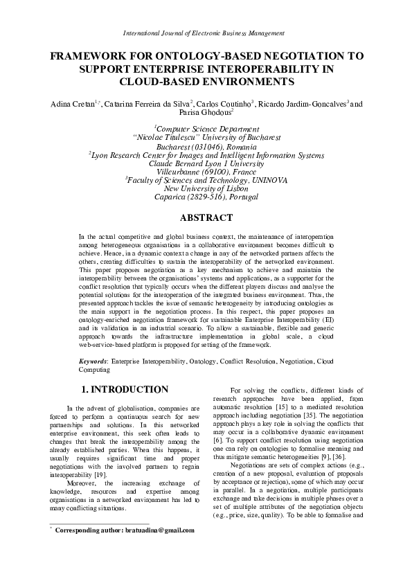(PDF) FRAMEWORK FOR ONTOLOGY-BASED NEGOTIATION TO SUPPORT ENTERPRISE ...