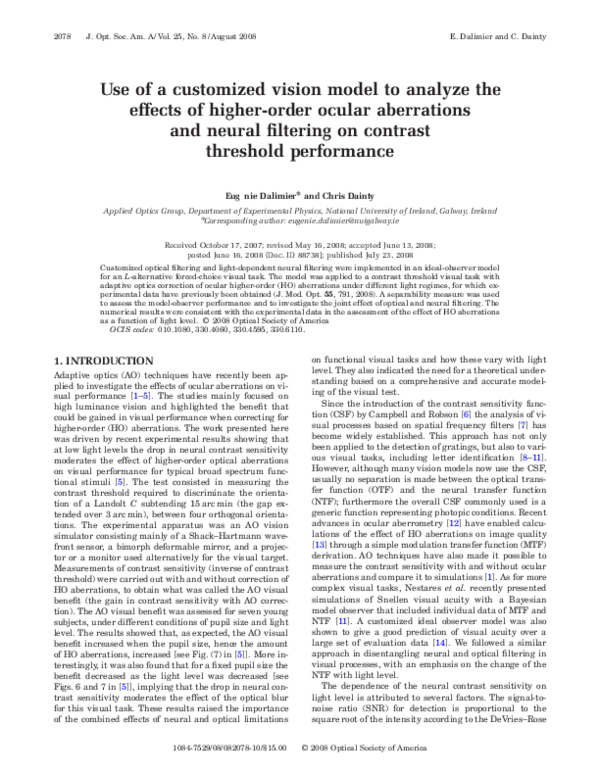 (PDF) Use of a customized vision model to analyze the effects of higher ...