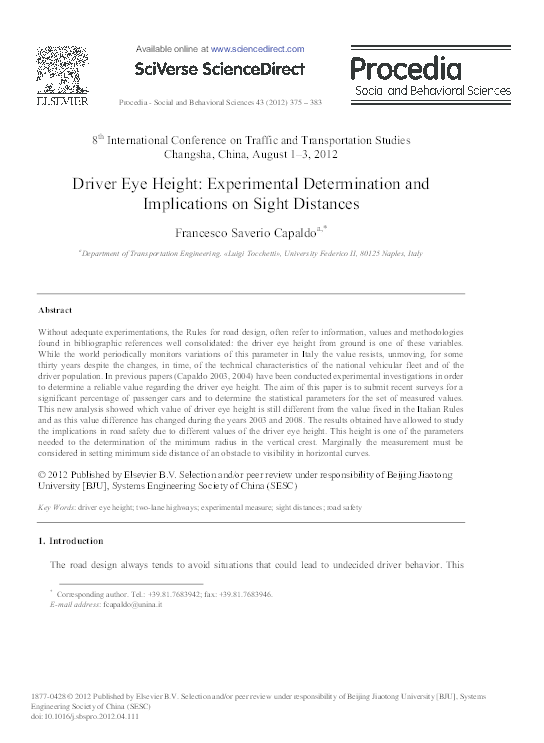 (PDF) Driver Eye Height: Experimental Determination and Implications on ...