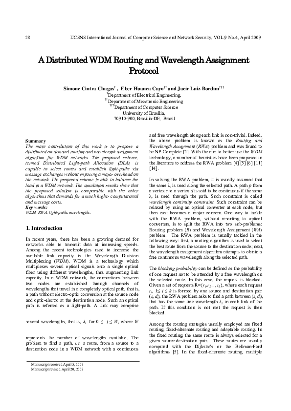 (PDF) A Distributed WDM Routing and Wavelength Assignment Protocol (PDF) A Distributed WDM Routing and Wavelength Assignment Protocol